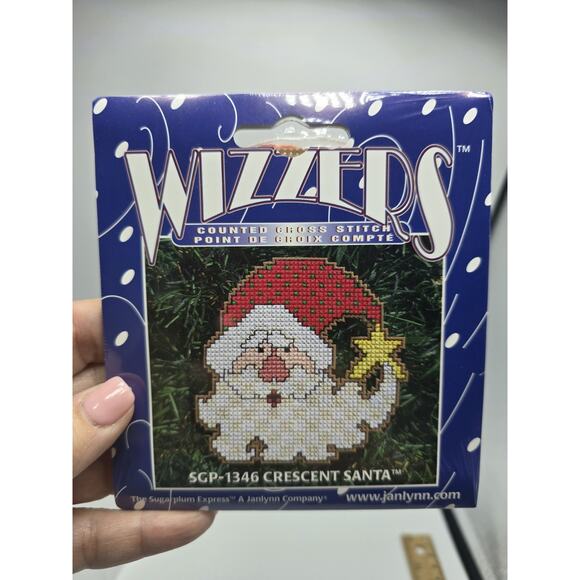 Janlynn | Office | Wizzers Crescent Santa Face Holiday Christmas Cross ...